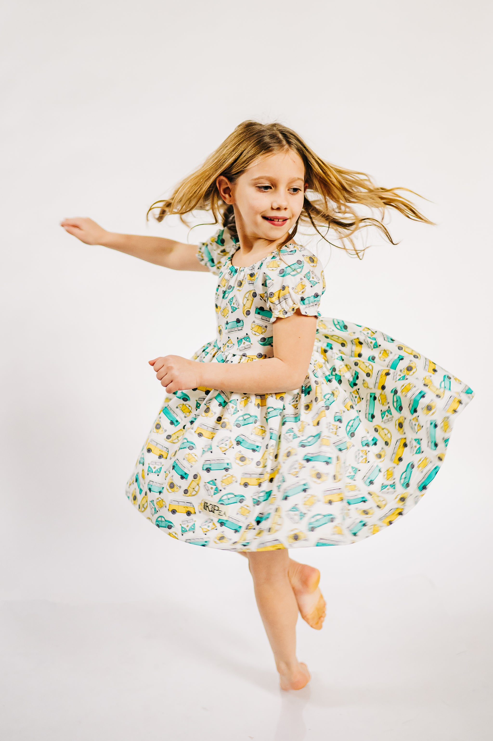 Love Bugs Peasant Puff Sleeved Twirl dress (ships in 2 weeks)